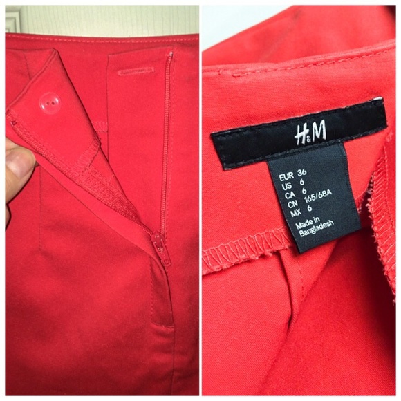 H&M | Skirts | Hm Pencil Skirt True Retro Strawberry Red Hirise | Poshmark